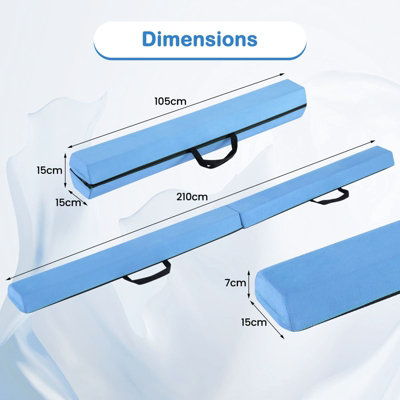 COSTWAY 210 CM Folding Balance Beam Foam Floor Gymnastic Beam-Blue