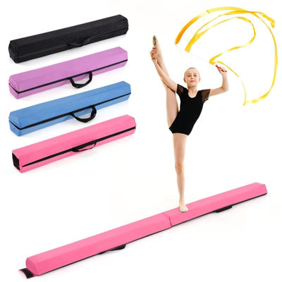 COSTWAY 210 CM Folding Balance Beam Foam Floor Gymnastic Beam-Rose