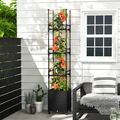 Costway 219 cm Rolling Tomato Cage Vertical Planter w/ Trellis Self ...