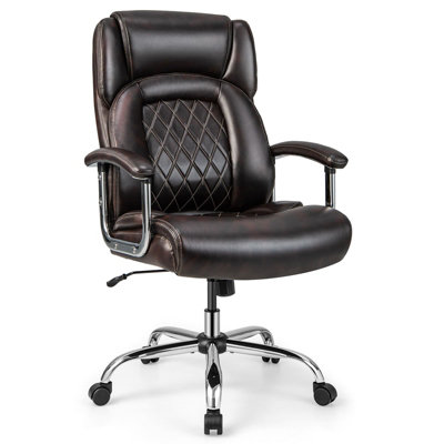 COSTWAY 227kg Leather Office Chair Adjustable Big & Tall Executive ...