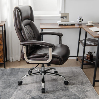 COSTWAY 227kg Leather Office Chair Adjustable Big & Tall Executive ...