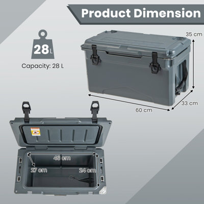 Costway 28L Rotomolded Cooler Insulated Portable Ice Chest with ...