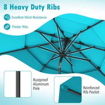 Costway 296cm 3 Tier Outdoor Umbrella Auto-tilt Patio Umbrella W ...