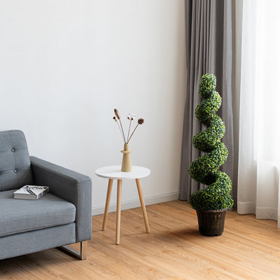 Costway 2PCS 120cm Artificial Boxwood Spiral Tree Faux Tree Realistic ...