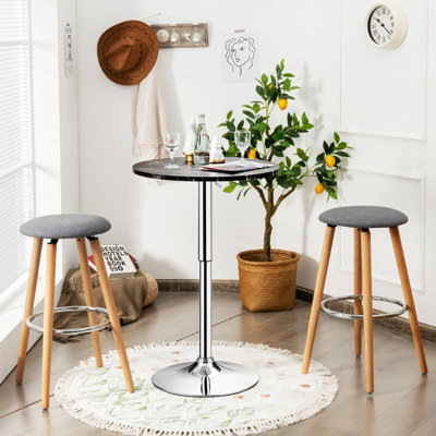 COSTWAY 2Pcs Modern Bar Table Multifunctional Round Pub Table-Black