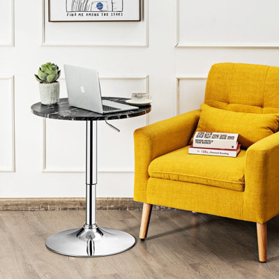 COSTWAY 2Pcs Modern Bar Table Multifunctional Round Pub Table-Black