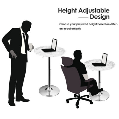 COSTWAY 2Pcs Modern Bar Table Multifunctional Round Pub Table-White