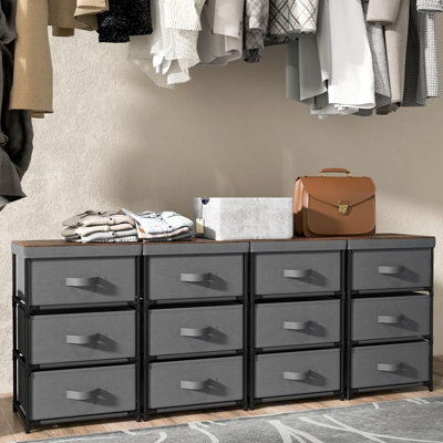 Costway 3 Chests of Drawers 3-Tier Nightstand Organizer Fabric Dresser ...