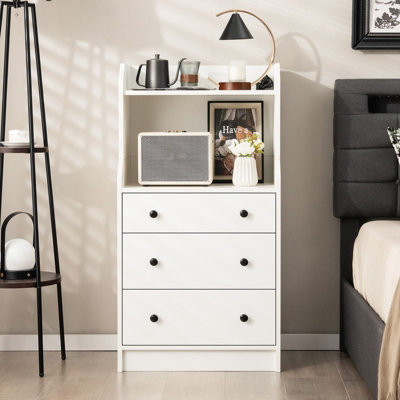 Costway 3 Drawer Dresser Utility Storage Organizer Modern Chest of Drawers with Open Shelves