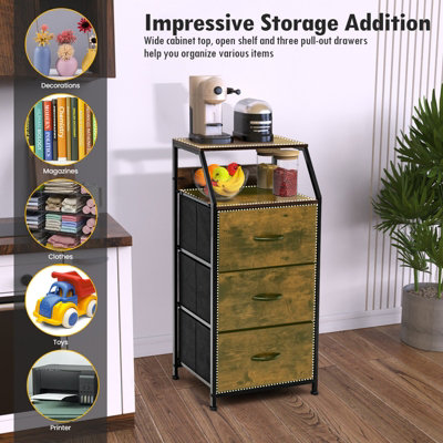 Costway 3-Drawer Organizer Unit Freestanding Cabinet Dresser W/ 3 ...