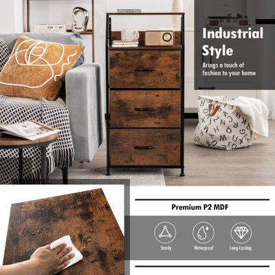 Costway 3-Drawer Organizer Unit Freestanding Cabinet Dresser W/ 3 ...