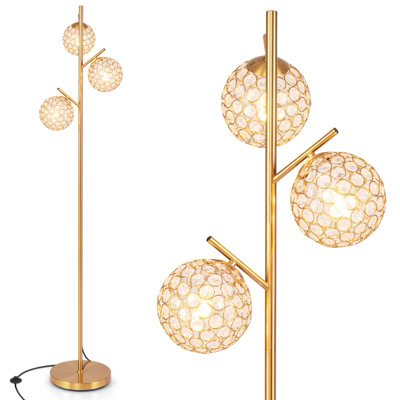 COSTWAY 3-Globe Floor Lamp Freestanding Tree Lamp w/ Foot Switch & 3 ...
