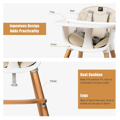 Costway 3 in 1 Baby Infant High Chair Feeding Dining Chair W/ Food Tray ...