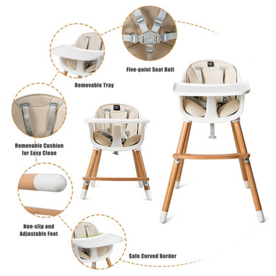 Costway 3 in 1 Baby Infant High Chair Feeding Dining Chair W/ Food Tray ...