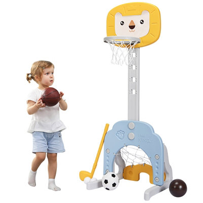 Costway 3-in-1 Basketball Hoop Set Stand Toddler Basketball Hoop w/ 5 ...