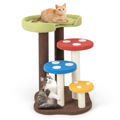 Costway 3-In-1 Cat Tree 5-Tier Cat Tower Indoor Mushroom Kitten ...