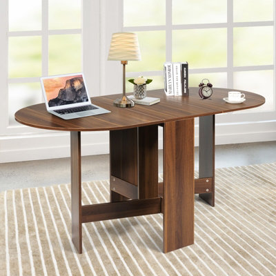 Costway 3 in 1 Folding Dining Coffee Table Drop Leaf Table Writing Desk for 4 to