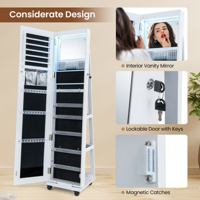 Costway lockable mirrored jewelry cabinet store