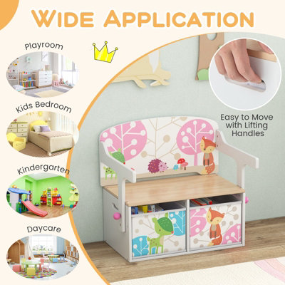 Costway 3-in-1 Kids Convertible Activity Bench Kids Table Chair Set ...