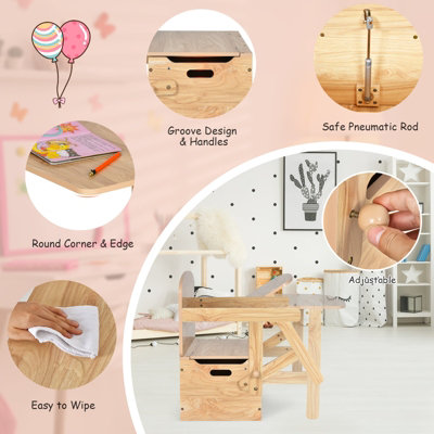 Costway 3-in-1 Kids Convertible Activity Bench Toy Box