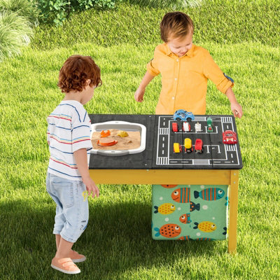 COSTWAY 3-in-1 Kids Sand Water Activity Table Wooden Sensory Table