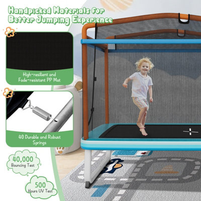 Costway 3-in-1 Kids Trampoline 6FT Rectangle Toddler Trampoline w ...