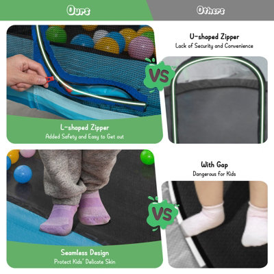 Costway 3-in-1 Kids Trampoline 6FT Rectangle Toddler Trampoline w ...