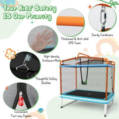 Costway 3-in-1 Kids Trampoline 6FT Rectangle Toddler Trampoline w ...