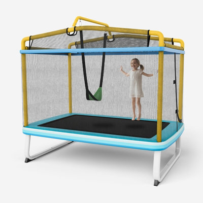 Costway 3-in-1 Kids Trampoline 6FT Rectangle Toddler Trampoline w ...