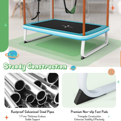 Costway 3-in-1 Kids Trampoline 6FT Rectangle Toddler Trampoline w ...