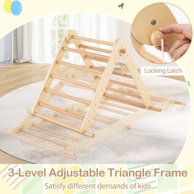 COSTWAY 3-in-1 Pikler Triangle Climbing Set Kids Montessori Toys-Natural
