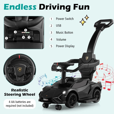 Costway 3-In-1 Ride on Push Car Licensed Lamborghini Walking Toy Car w ...