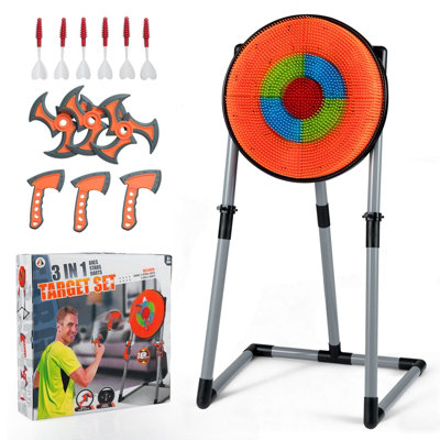 COSTWAY 3 in 1 Throwing Target Set, Kids Throwing Game w/ 3 Ninja Darts ...