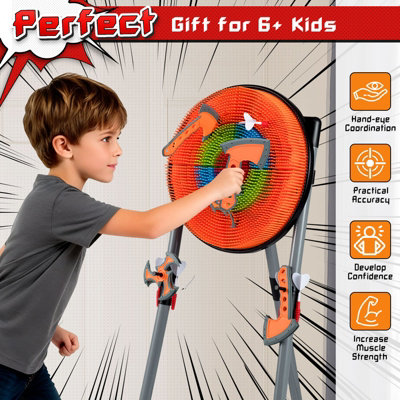 COSTWAY 3 in 1 Throwing Target Set, Kids Throwing Game w/ 3 Ninja Darts ...