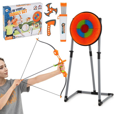 COSTWAY 3 in 1 Throwing Target Set Kids Throwing Game w/ a Bow & 5 ...