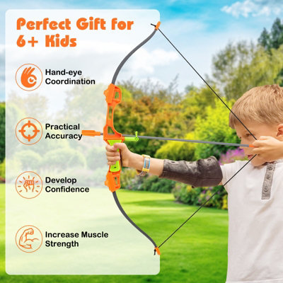 COSTWAY 3 in 1 Throwing Target Set Kids Throwing Game w/ a Bow & 5 ...