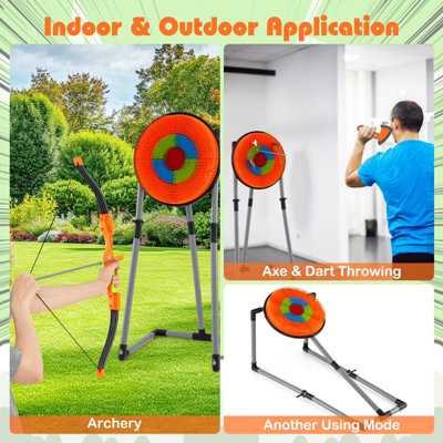 COSTWAY 3 in 1 Throwing Target Set Kids Throwing Game w/ a Bow & 5 ...