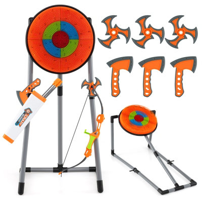 COSTWAY 3 in 1 Throwing Target Set Kids Throwing Game w/ a Bow & 5 ...
