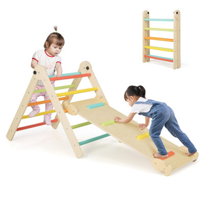 Costway 3-in-1 Triangular Climbing Toys Foldable Triangle Set w ...