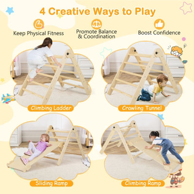Costway 3-in-1 Triangular Climbing Toys Foldable Triangle Set w ...