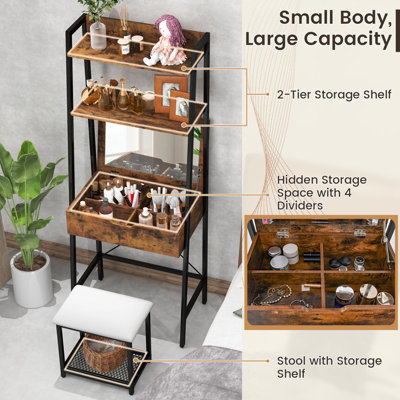 Costway 3 IN 1 Vanity Dressing Table Set Book Storage Shelf Ladder Desk ...