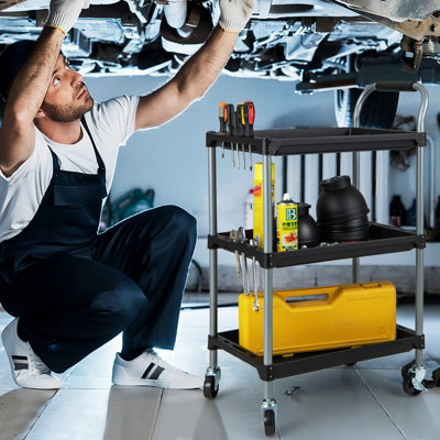 Costway 3 Layer Detailing Tool Cart 102cm Utility Cart Tool Mobile ...