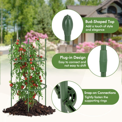 Costway 3-Pack Garden Tomato Trellis 54cm/102cm Adjustable Tomato Cage ...