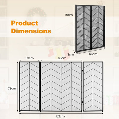 Costway 3-Panel Fireplace Folding Spark Guard Screen Decorative Mesh ...