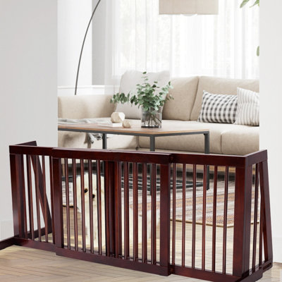 Costway 3 Panel Wooden Folding Pet Slide Gate Adjustable Dog Safety ...