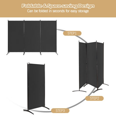 Costway 3 Panels Freestanding Room Divider Wall Folding Room Partition ...