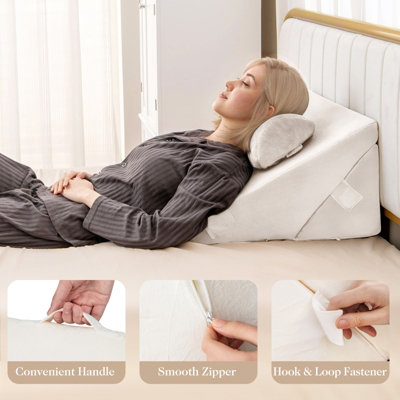 Costway 3 PCS Bed Wedge Pillow Set Adjustable Incline Pillow w Air Memory Foam