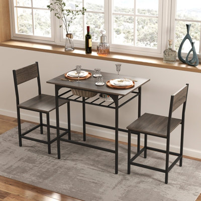 Buy COSTWAY 3 Pcs Dining Table Set for 2 Wood Rectangular Table & Chair ...