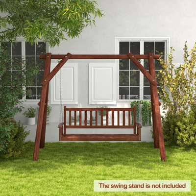 Costway 3-Person Porch Hanging Swing Chair Wooden Garden Swing Bench ...