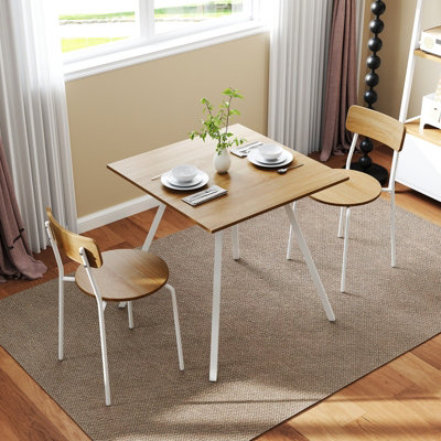 COSTWAY 3-Piece 76 cm Square Kitchen Dining Table & Chairs Set for 2 ...